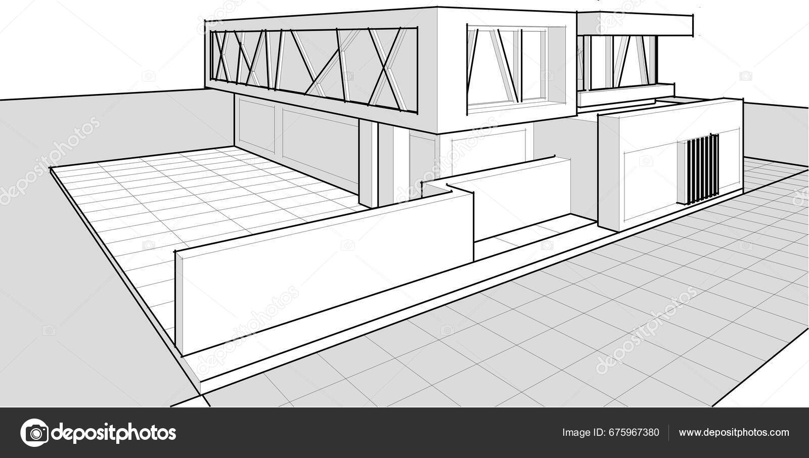 Modern Residential Architecture Rendering Stock Vector by ©SAdesign ...