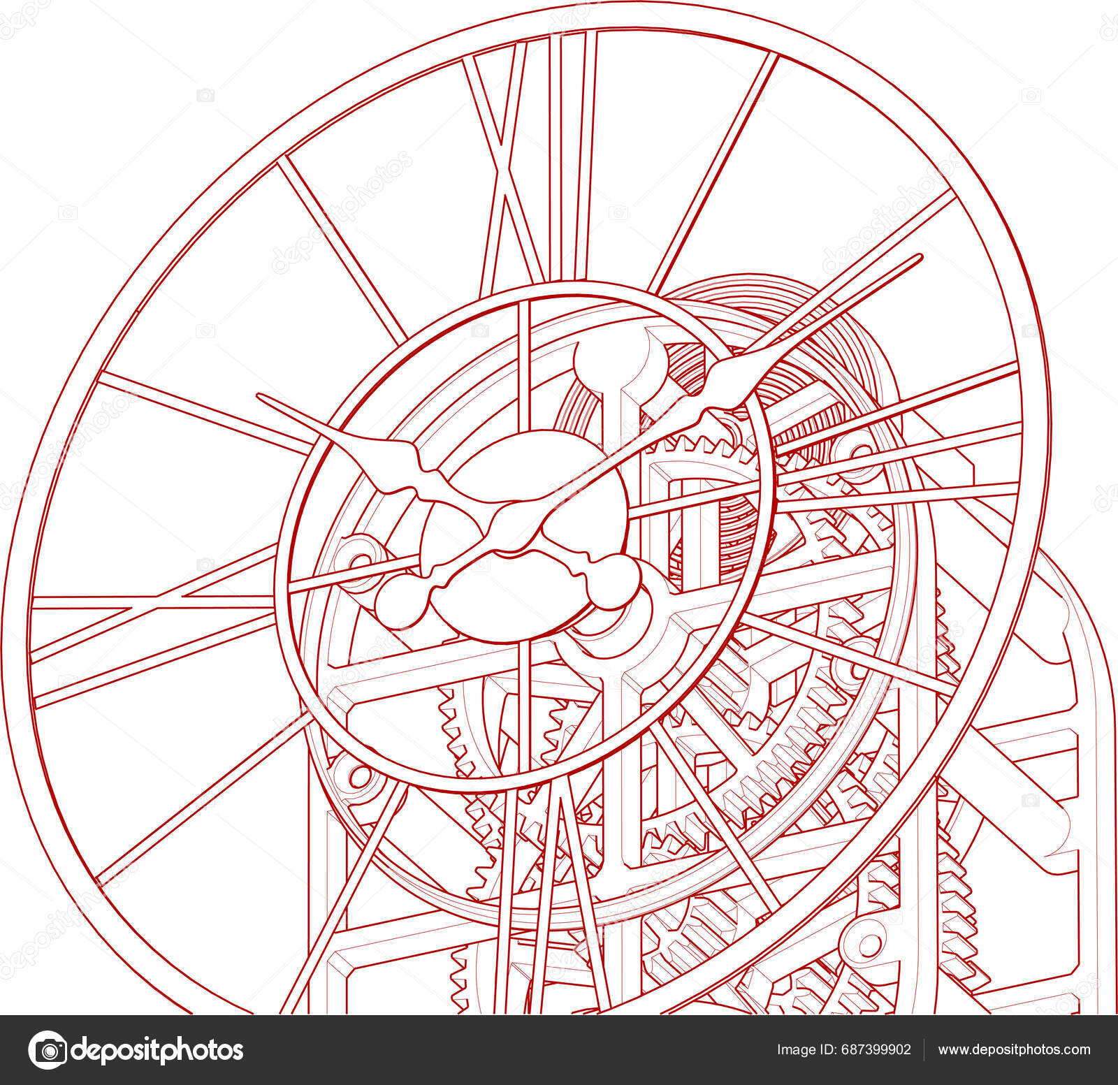 Mechanical Clock White Background Vector Illustration Stock Vector by ...