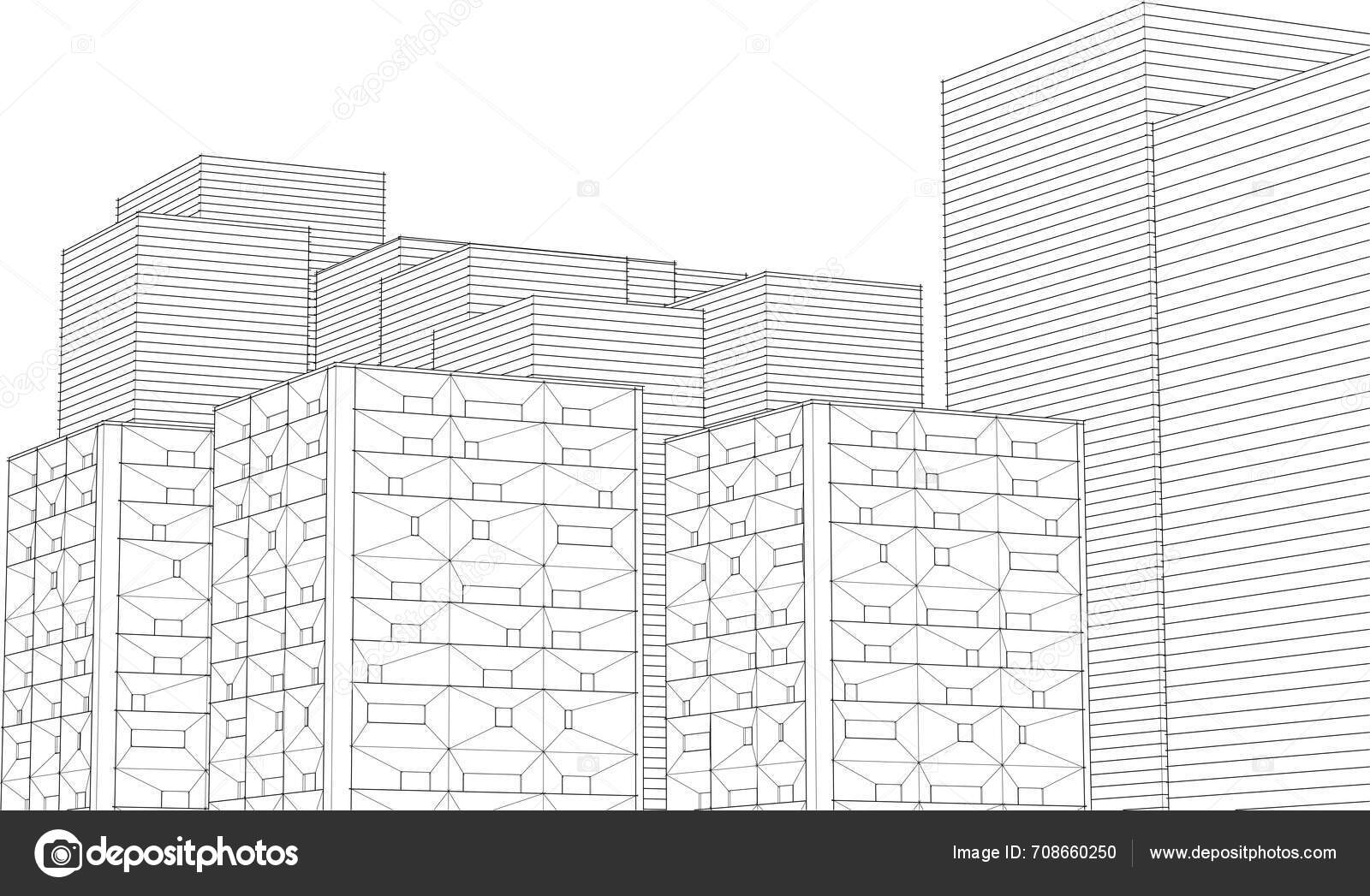Modern Architecture Modular Facade Illustration Stock Vector By