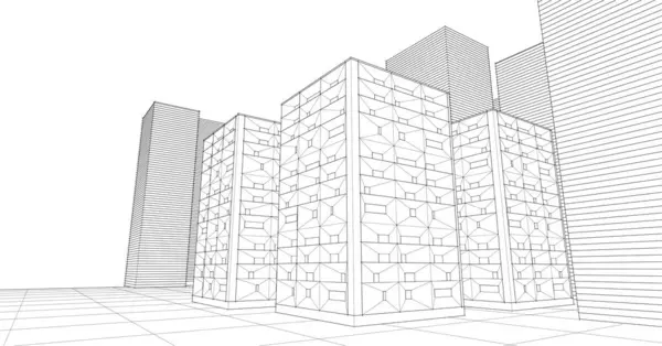 modern architecture modular facade 3d illustration - Stock Image ...