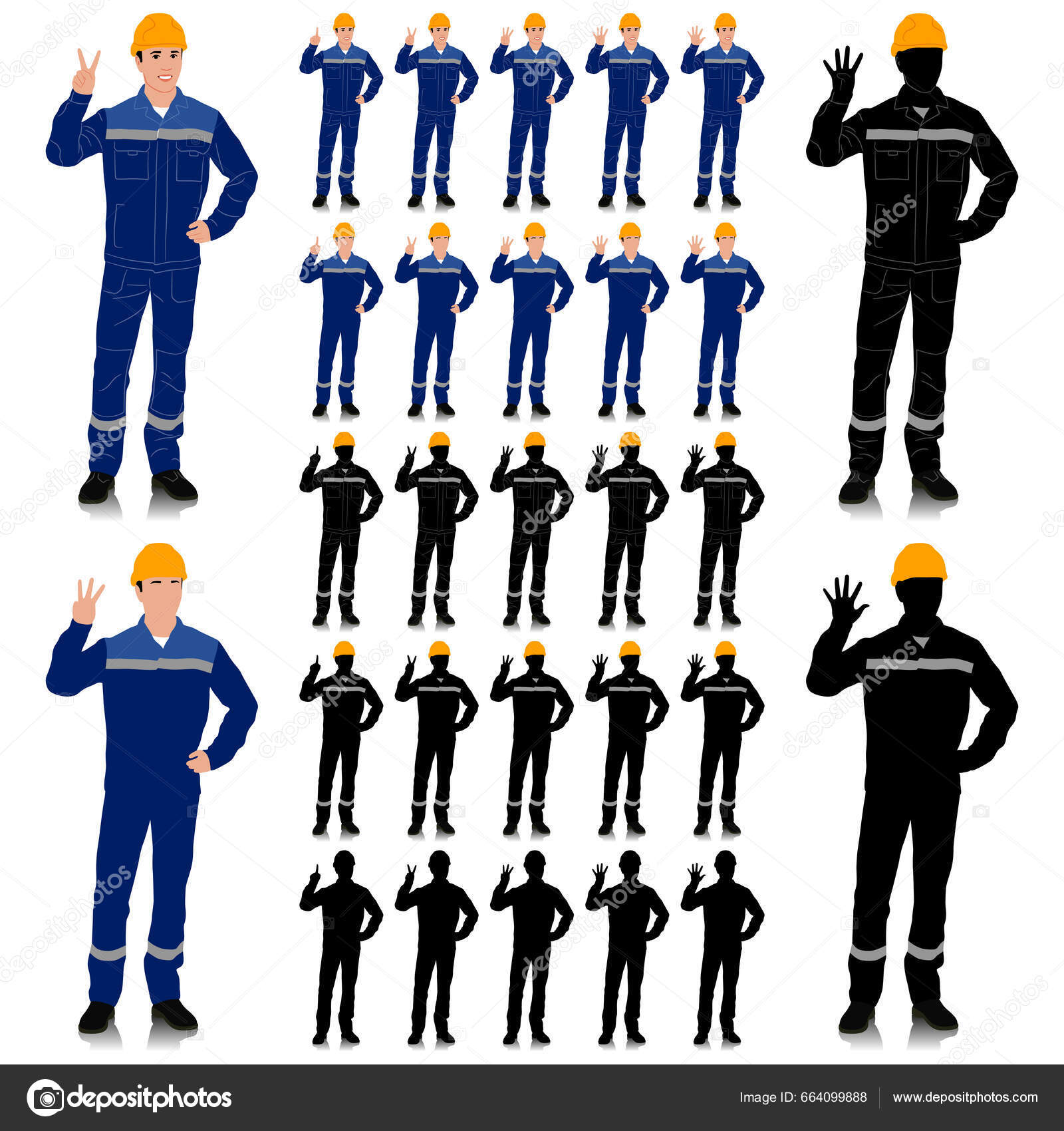 Handgezeichneter Arbeiter Mit Helm Und Overalls Mit Sicherheitsband ...