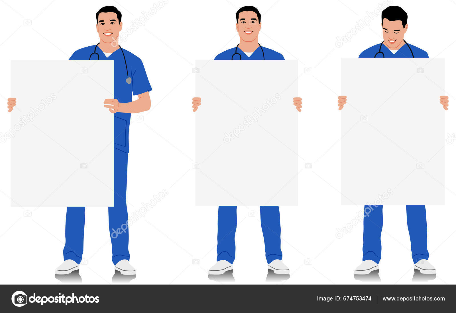 Hand Drawn Healthcare Worker Happy Smiling Doctor Stethoscope Holding ...
