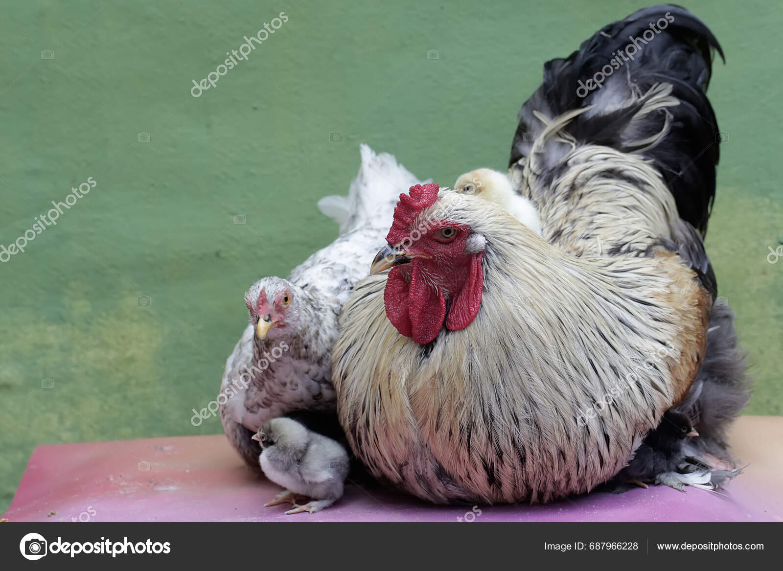 Hen Rooster Looking Newly Hatched Babies Poultry Which Usually Consumed ...