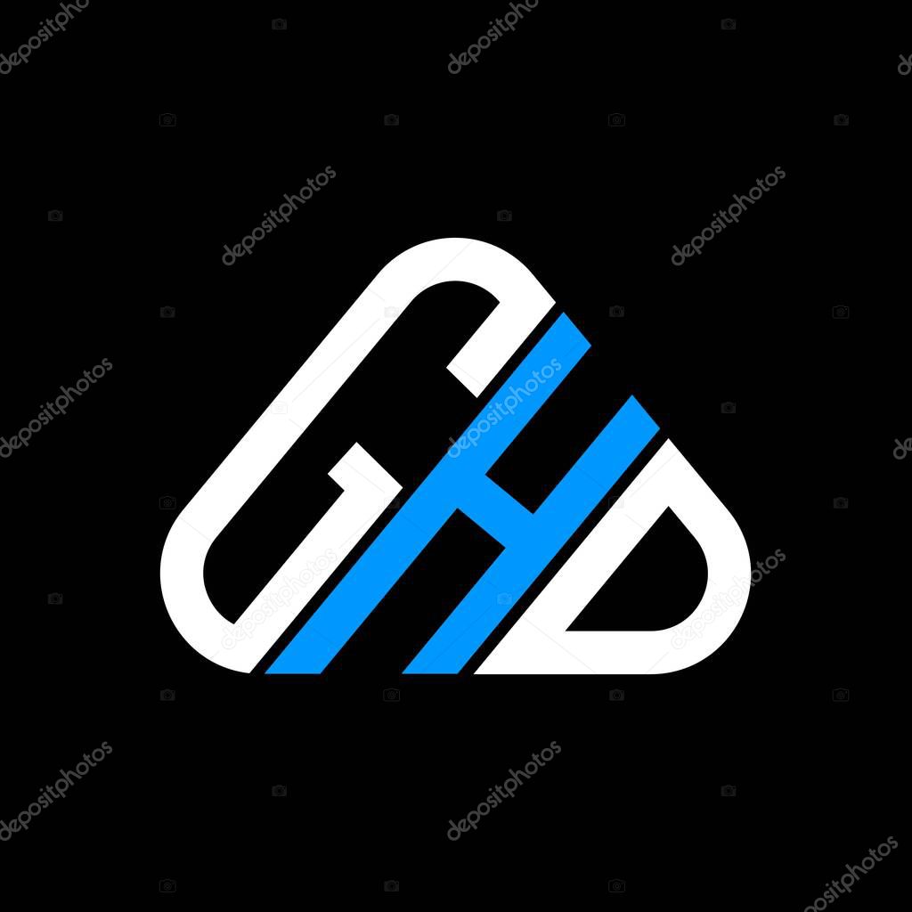 Diseño creativo del logotipo de la letra GHD con gráfico vectorial ...