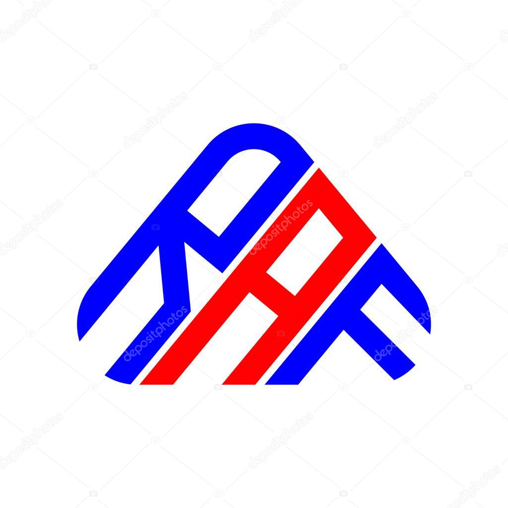 Diseño creativo del logotipo de la letra RAF con gráfico vectorial ...