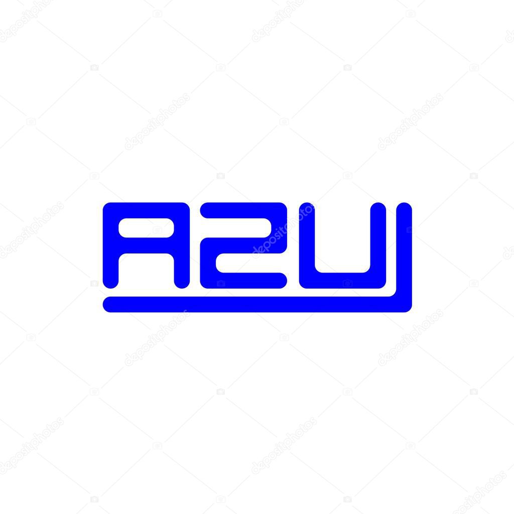 Diseño creativo del logotipo de la letra AZU con gráfico vectorial ...