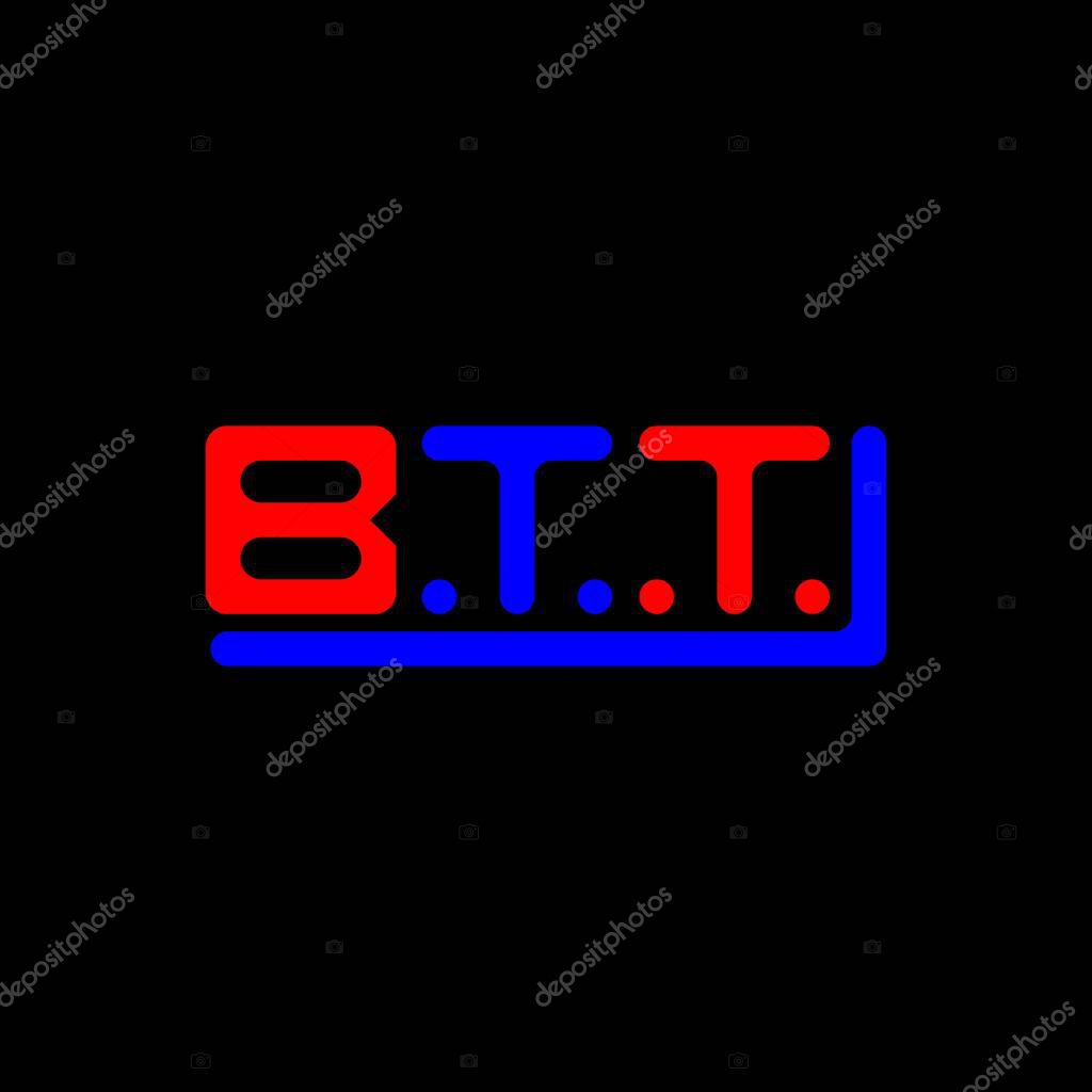 Diseño creativo del logotipo de la letra BTT con gráfico vectorial ...