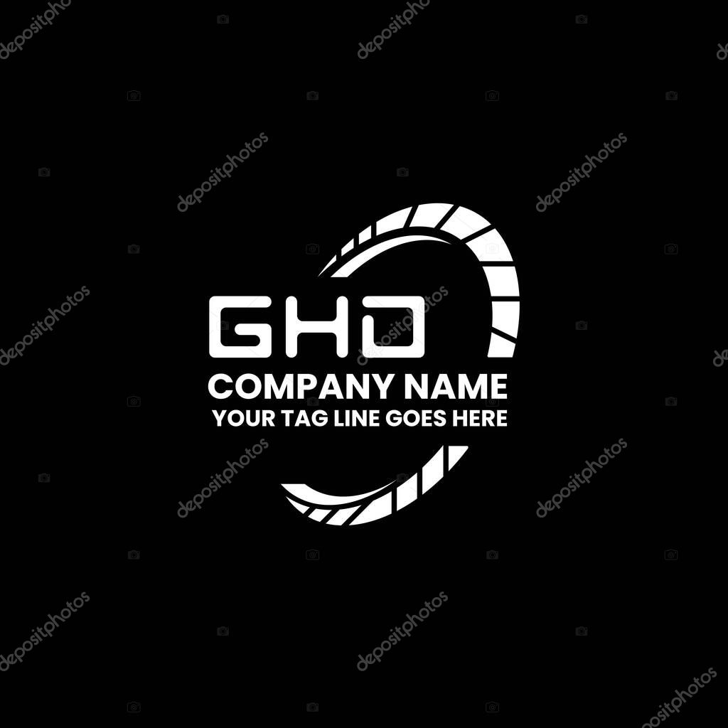 Diseño creativo del logotipo de la letra GHD con gráfico vectorial ...