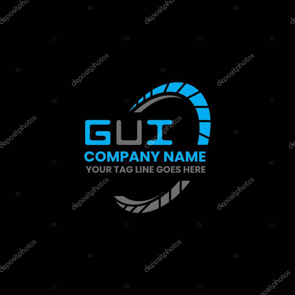 Diseño creativo del logotipo de la letra GUI con gráficos vectoriales ...
