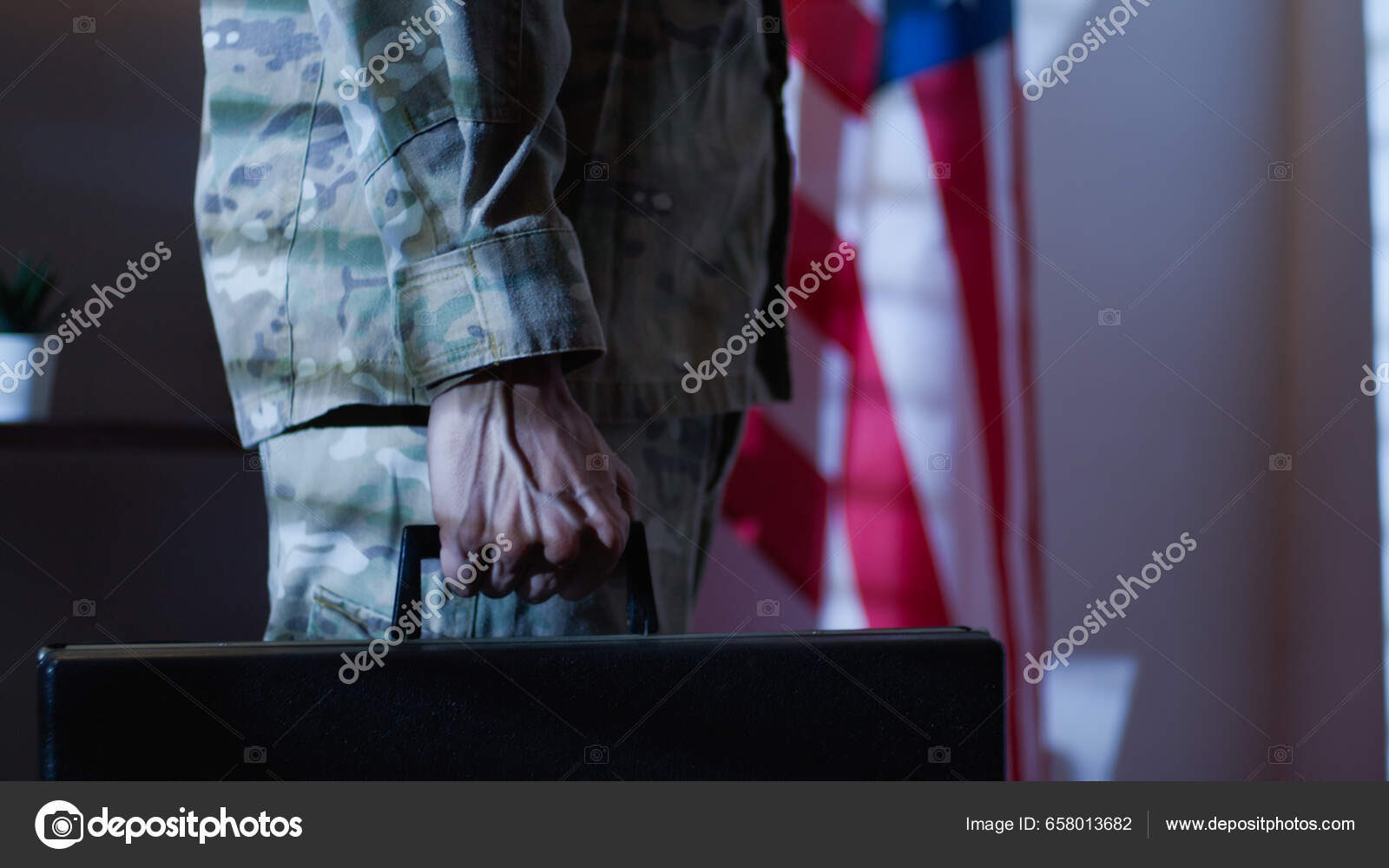 Soldier Carries Work Suitcase Confidential Documents — Stock Photo ...