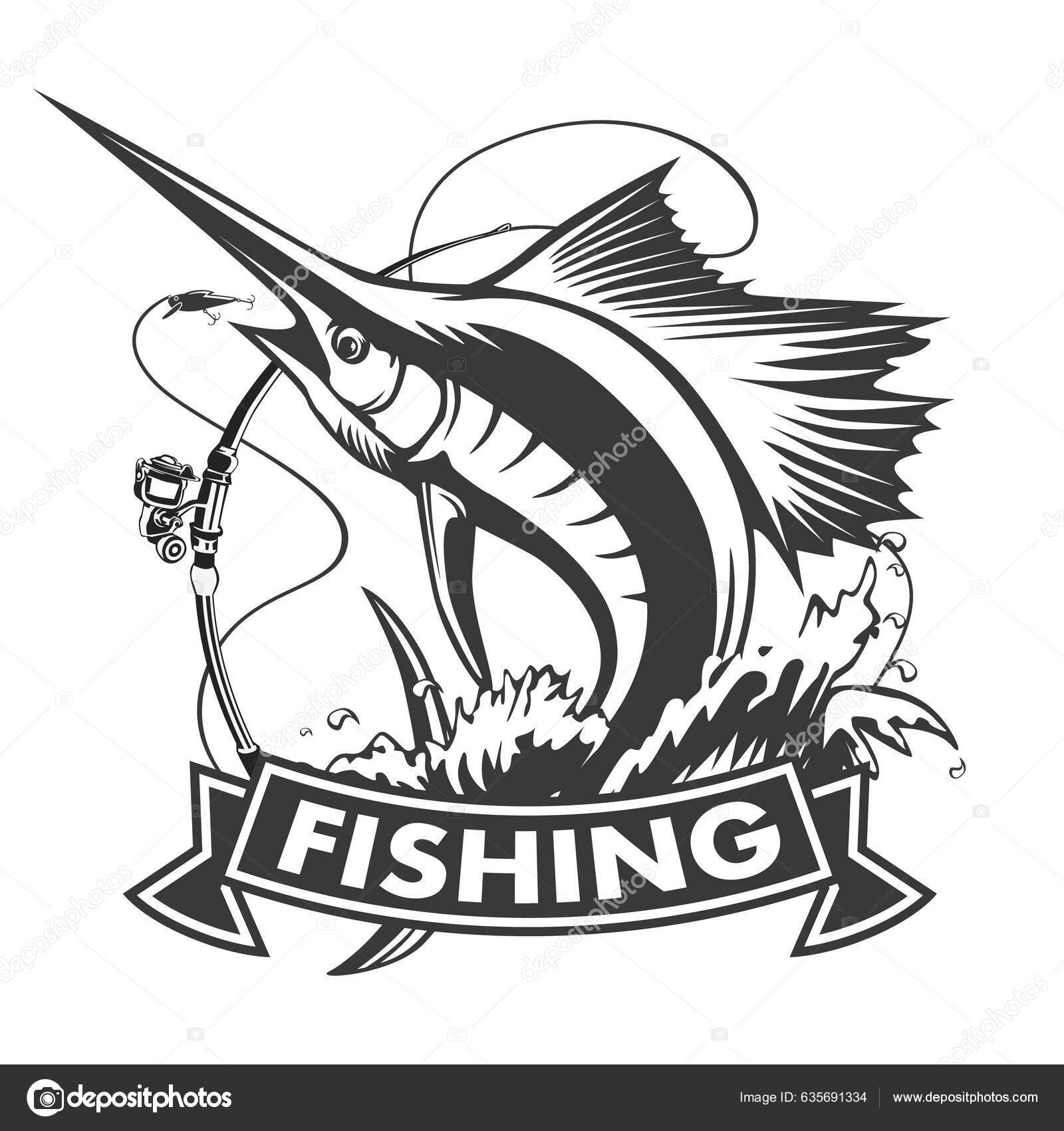 Marlin Fish Logo Sword Fishing Emblem Sport Club Angry Fish Stock ...
