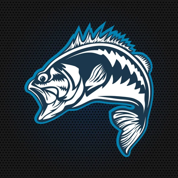 Fishing bass logo. Bass fish with rod club emblem. Fishing theme ...