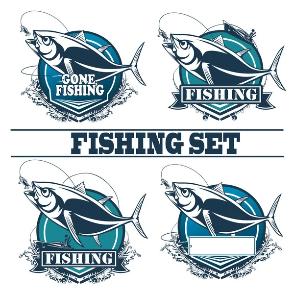 Tuna big fishing logo illustration. Tuna fish fishing vector emblem ...