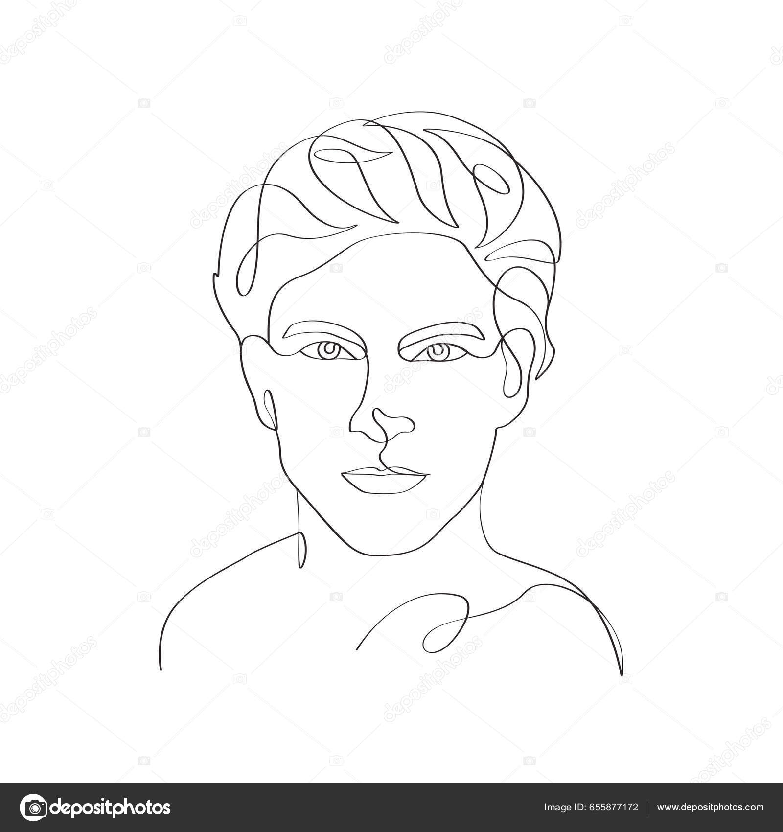 Minimalist Man Line Drawing Elegant One Line Art Stock Vector by ...