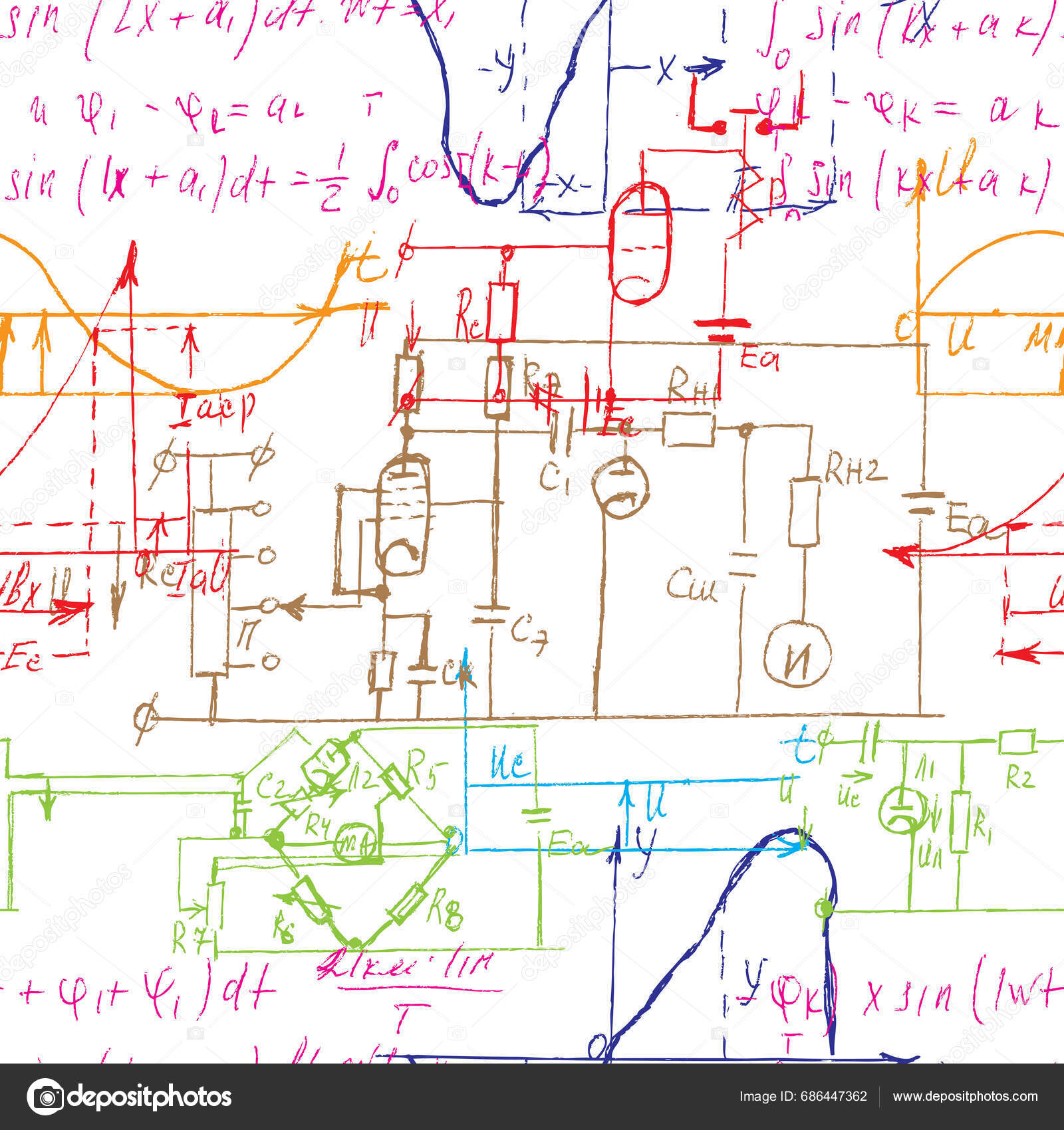 Scientific Seamless Background Handwritten Mathematical Physical ...