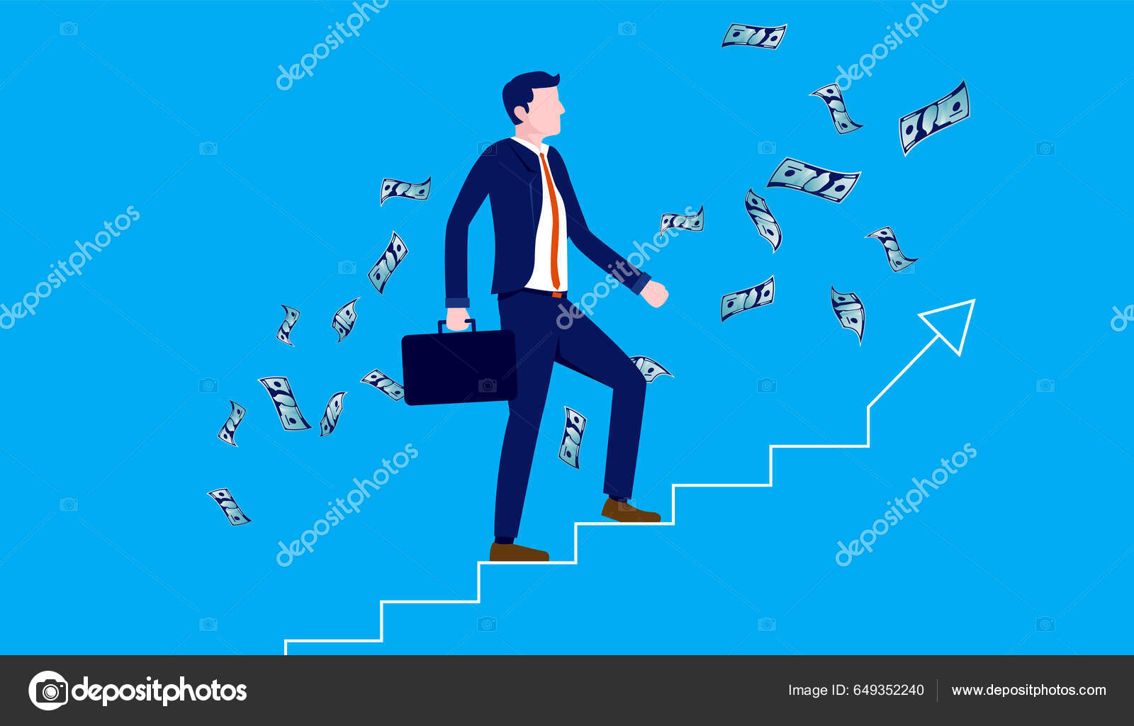 Progreso Profesional Empresario Subiendo Escaleras Para Alcanzar Éxito ...