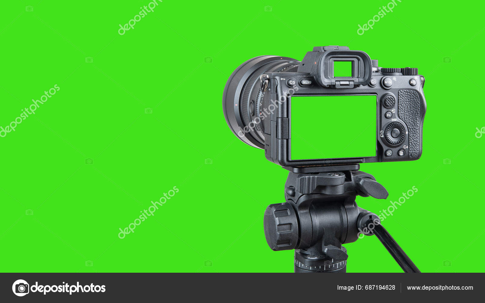 Photo Camera Lens Digital Dslr Camera Tripod Green Screen Chroma Stock ...
