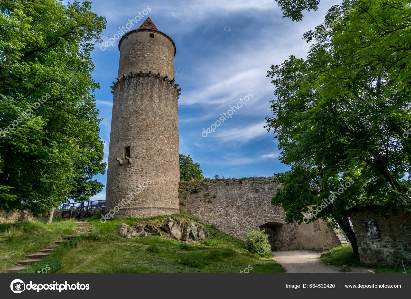 Restored Medieval Keep Zvikov Castle Attacking Angle — Stock Photo ...