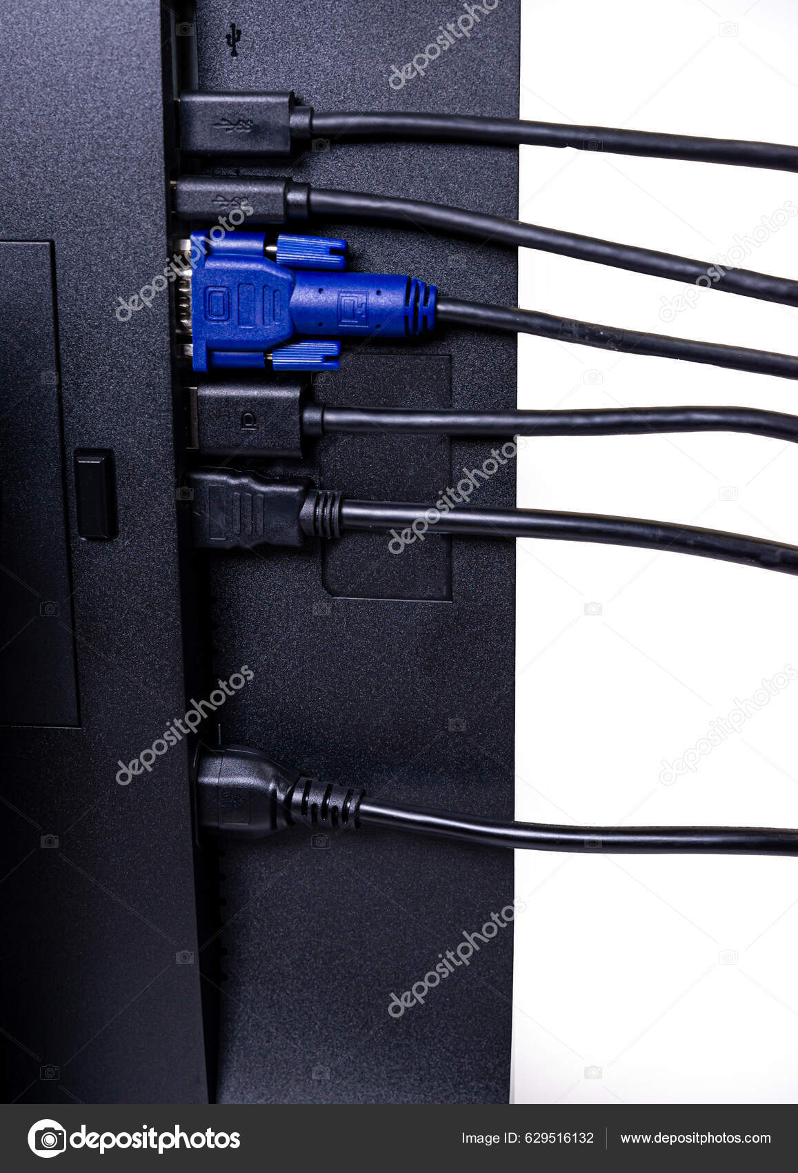 Engineer Man Hand Inserts Cable Monitor Man Hand Connecting Dvi — Stock ...