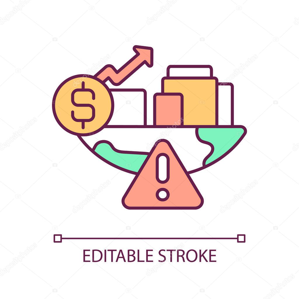 Impacto humano en el entorno Icono de color RGB. Riesgo de desarrollo ...