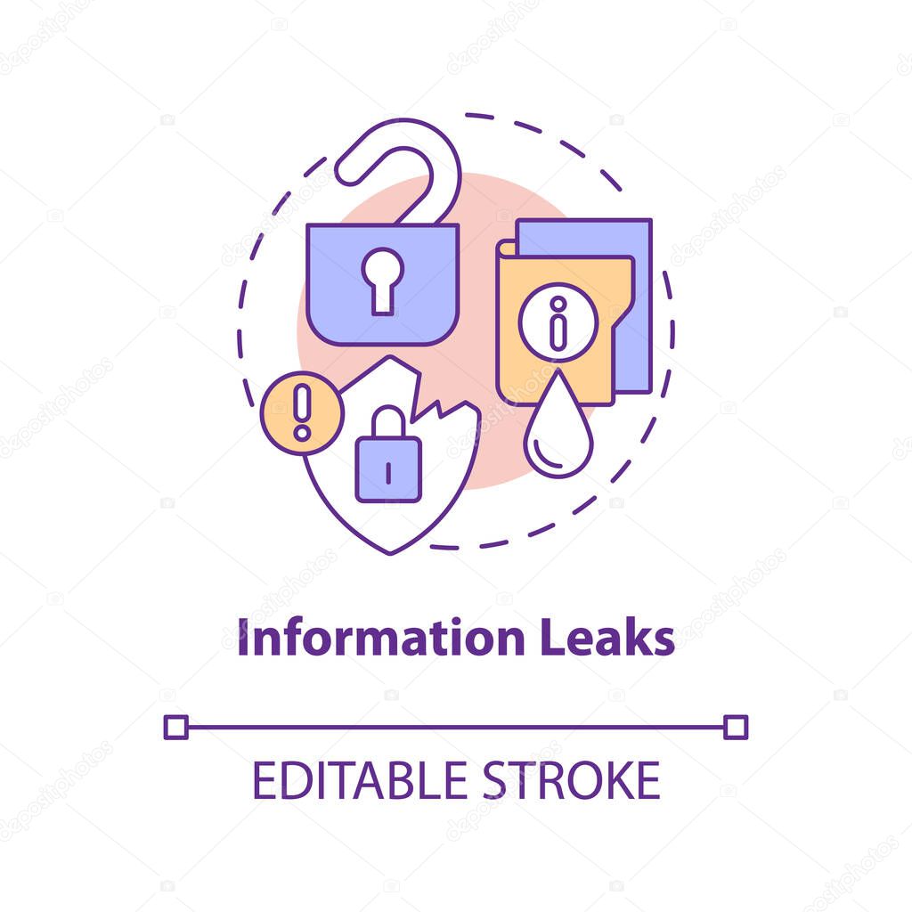 Icono de concepto de fugas de información. Outstaffing inconveniente ...