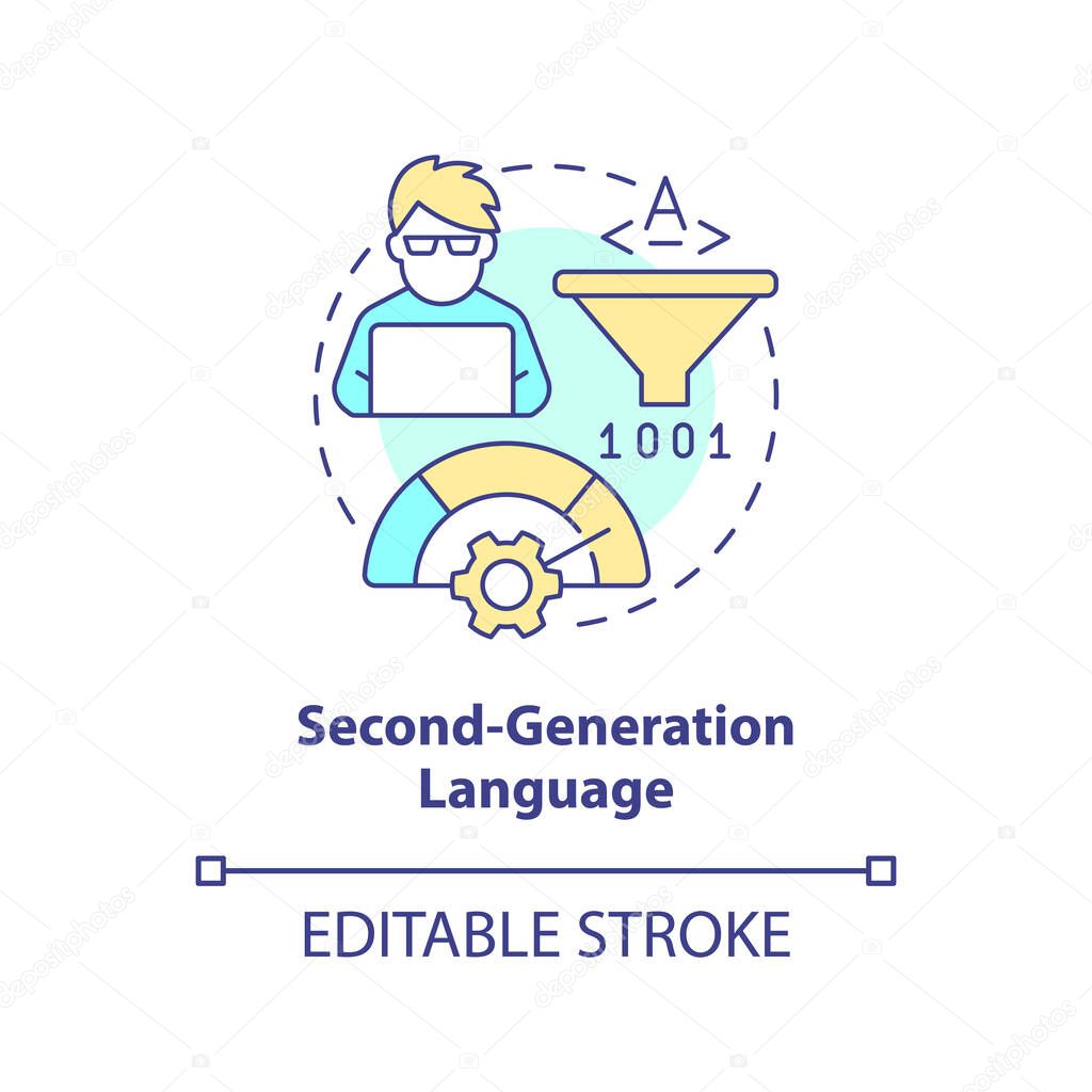 Icono de concepto de lenguaje de programación de segunda generación ...