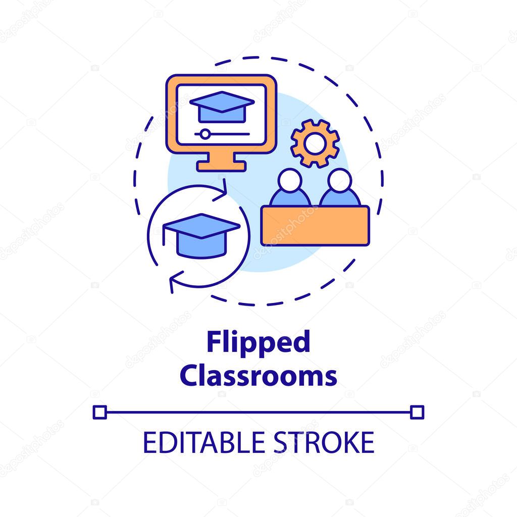 Flipped classrooms concept icon. E learning model. Educational ...