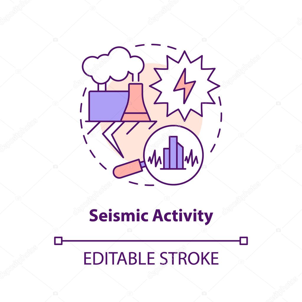 Seismic activity concept icon. Minor earthquakes. Geothermal energy ...