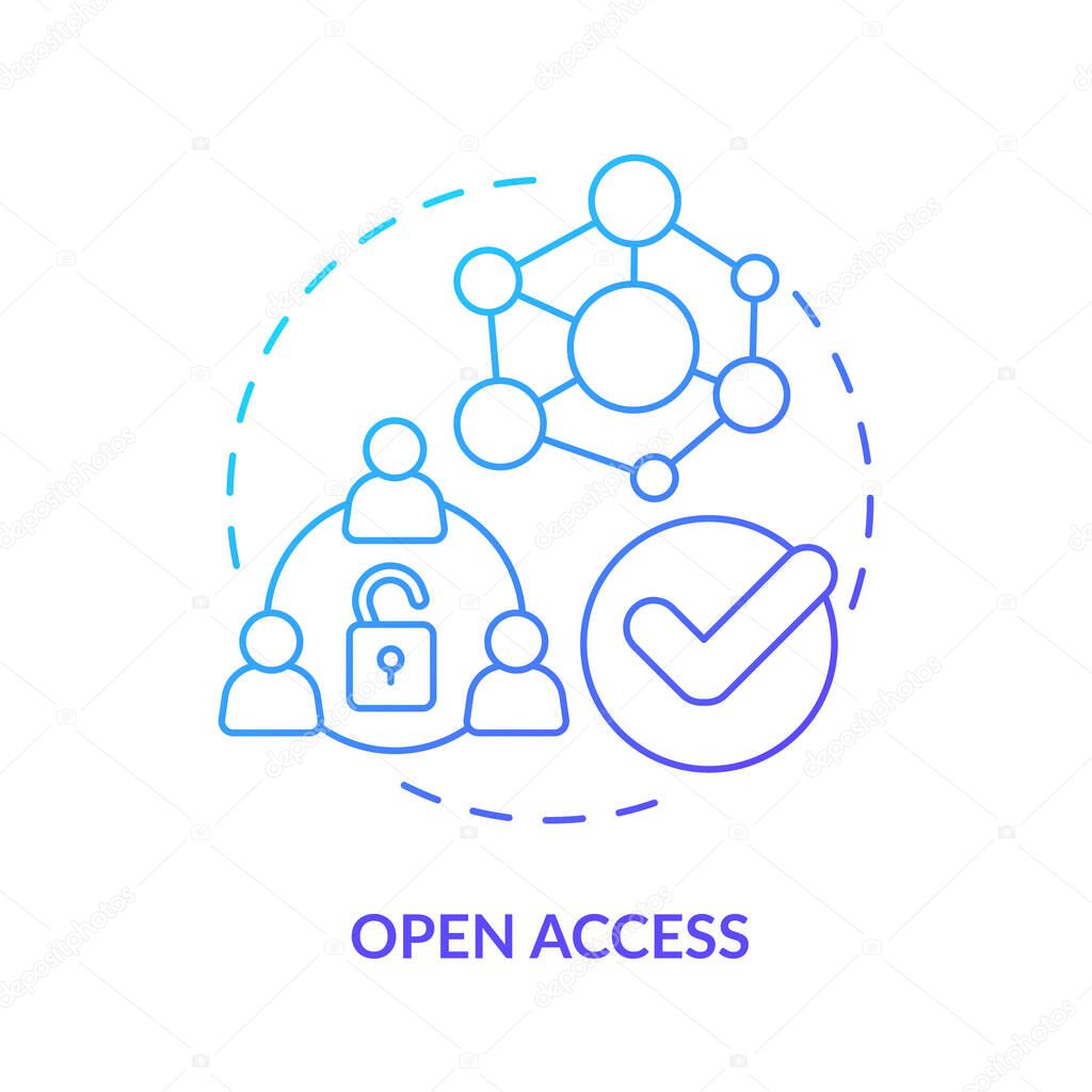 Icono de concepto de gradiente azul de acceso abierto. Membresía gratuita en el programa. Únete ...