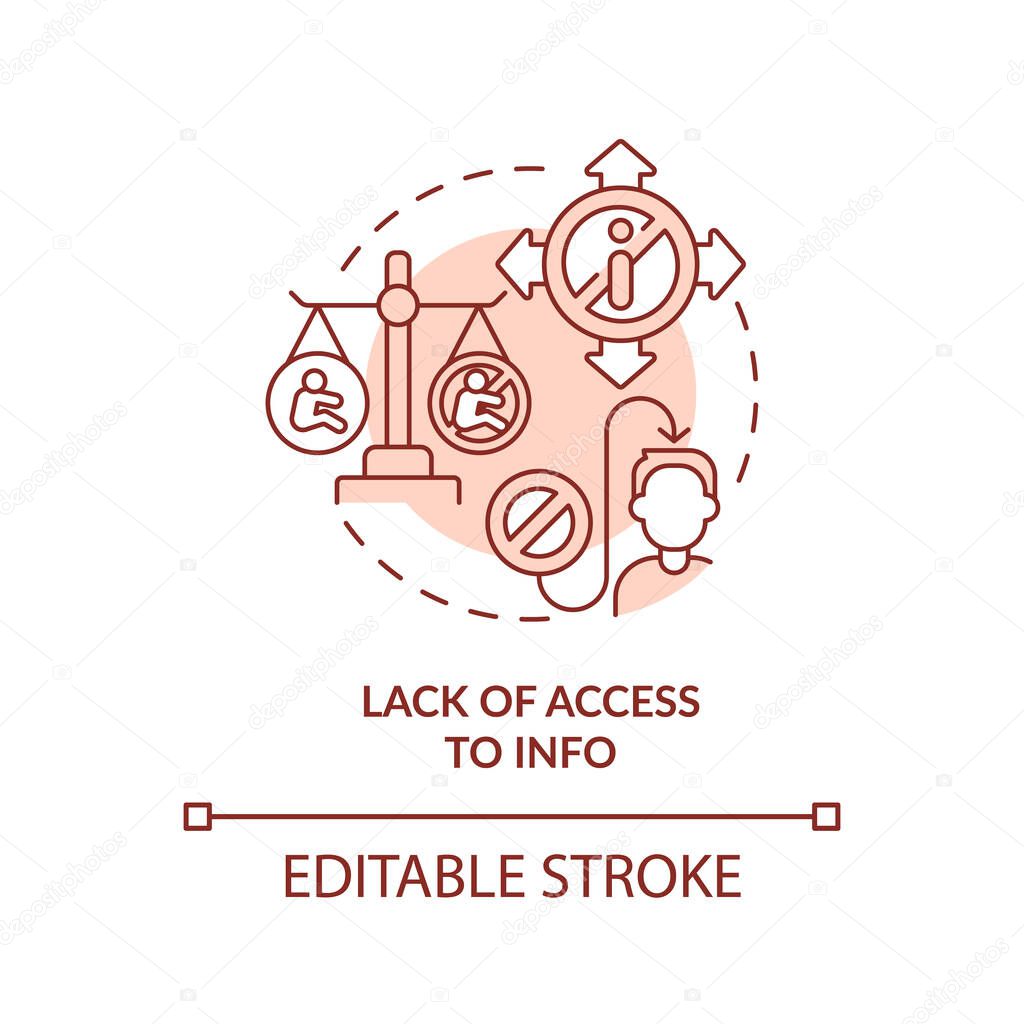 Falta de acceso al icono de concepto rojo de información. Ignoración de ...
