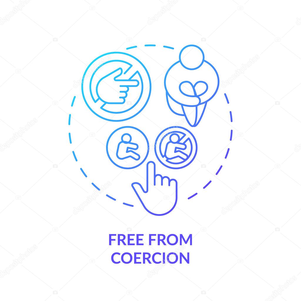 Libre de coerción icono de concepto de gradiente azul. Violencia ...