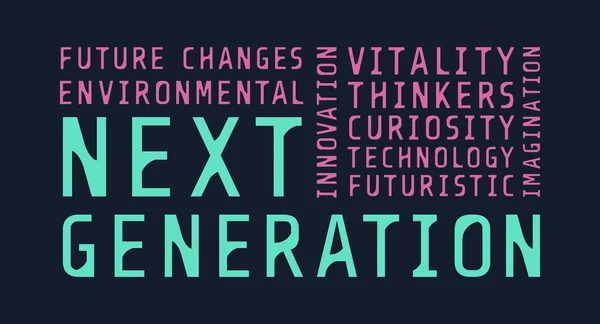 collage palabra próxima generación. Tipografía decorativa vectorial ...