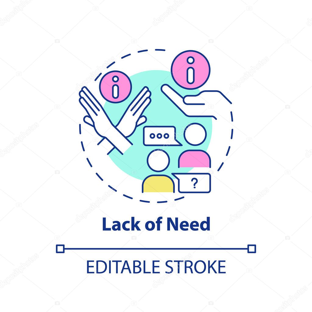 Falta de necesidad icono concepto multicolor. Valor del producto ...