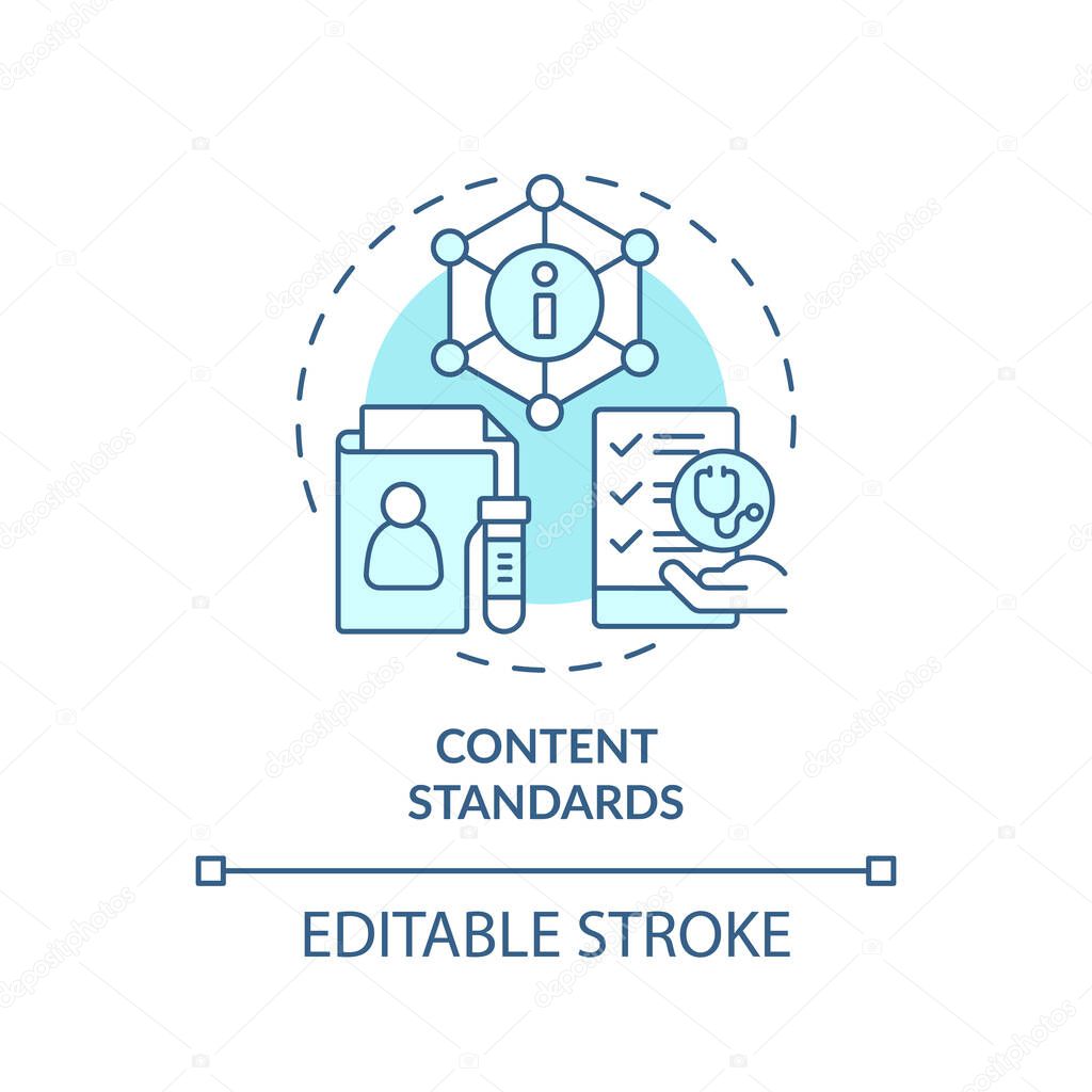 Concepto de normas de contenido de iconos azules editables en 2D ...