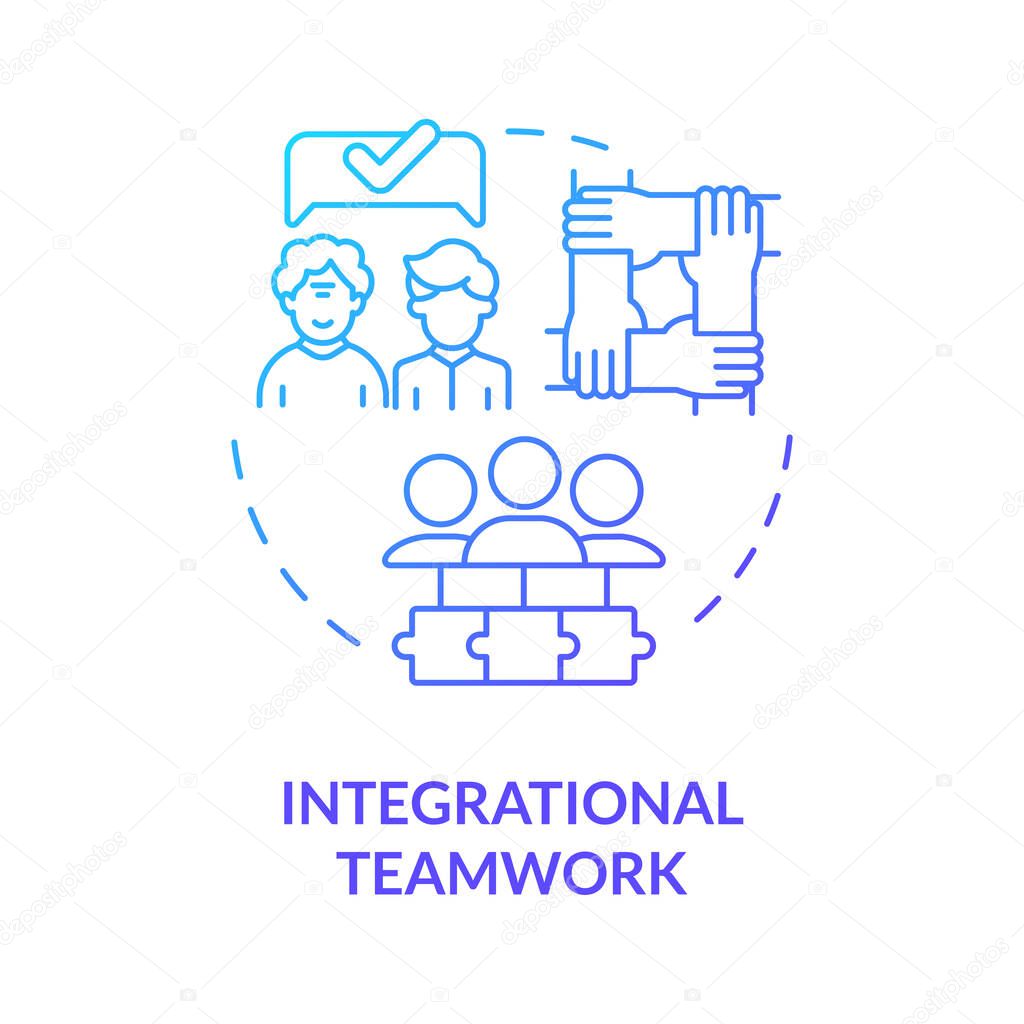 2D gradiente integracional trabajo en equipo concepto de icono de línea ...