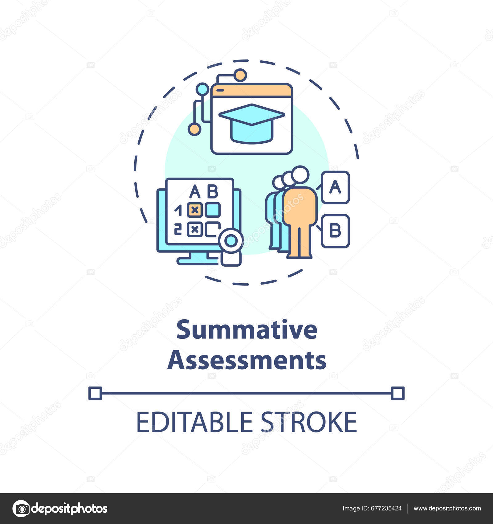 Redigerbar Flerfärgad Ikon Summativa Bedömningar Koncept Enkel Isolerad ...
