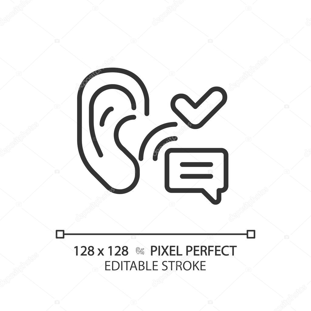 Icono de escucha activa negro editable perfecto de píxeles 2D, vector ...