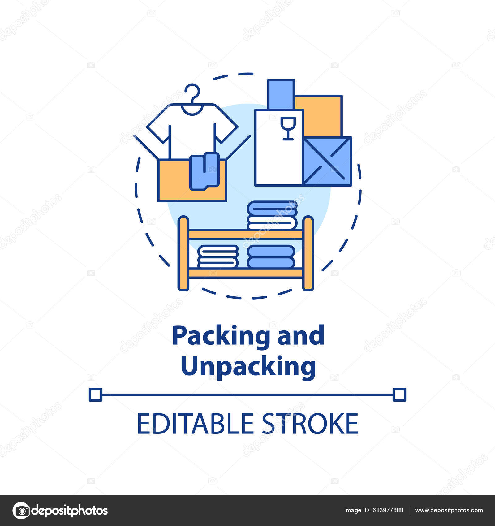 Editable Packing Unpacking Icon Representing Moving Service Simple ...
