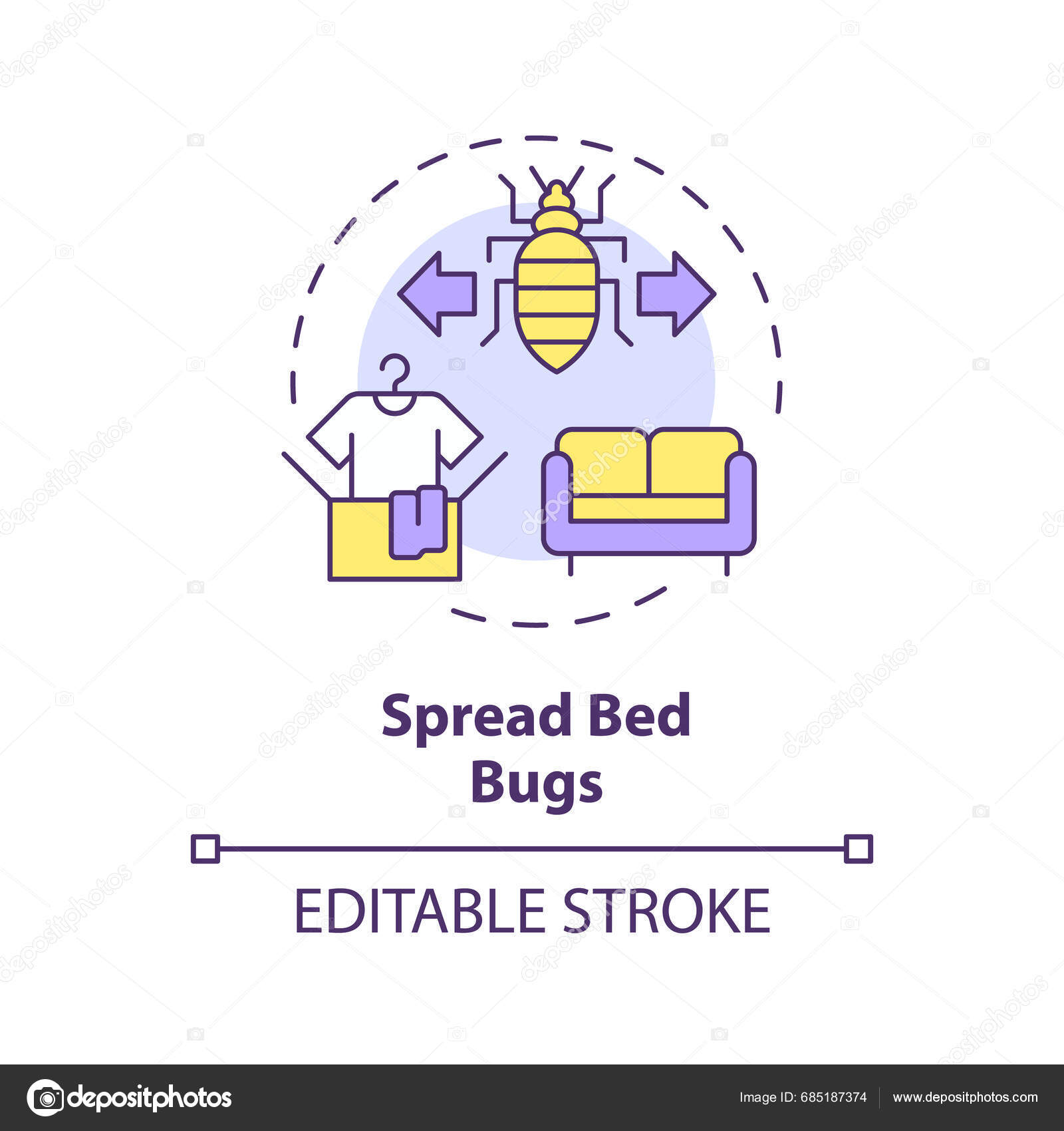 Editable Multicolor Spread Bed Bugs Icon Simple Isolated Vector