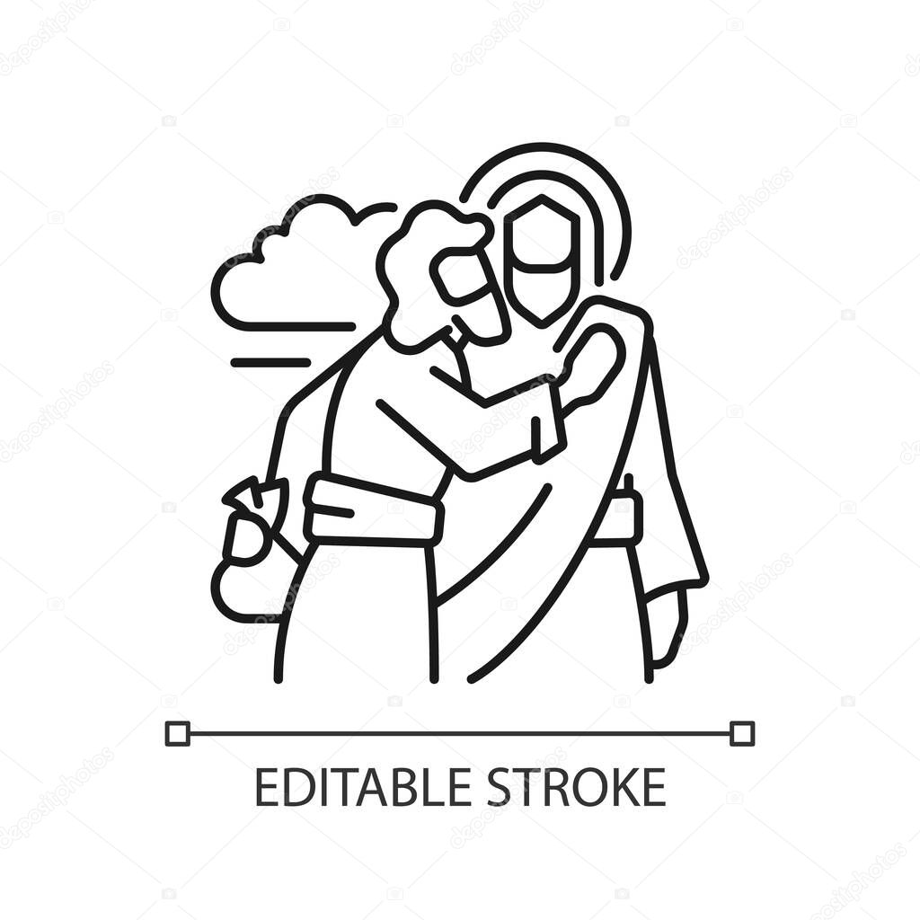 Beso de Judas icono lineal. Jesucristo traicionado por Judas Iscariote ...