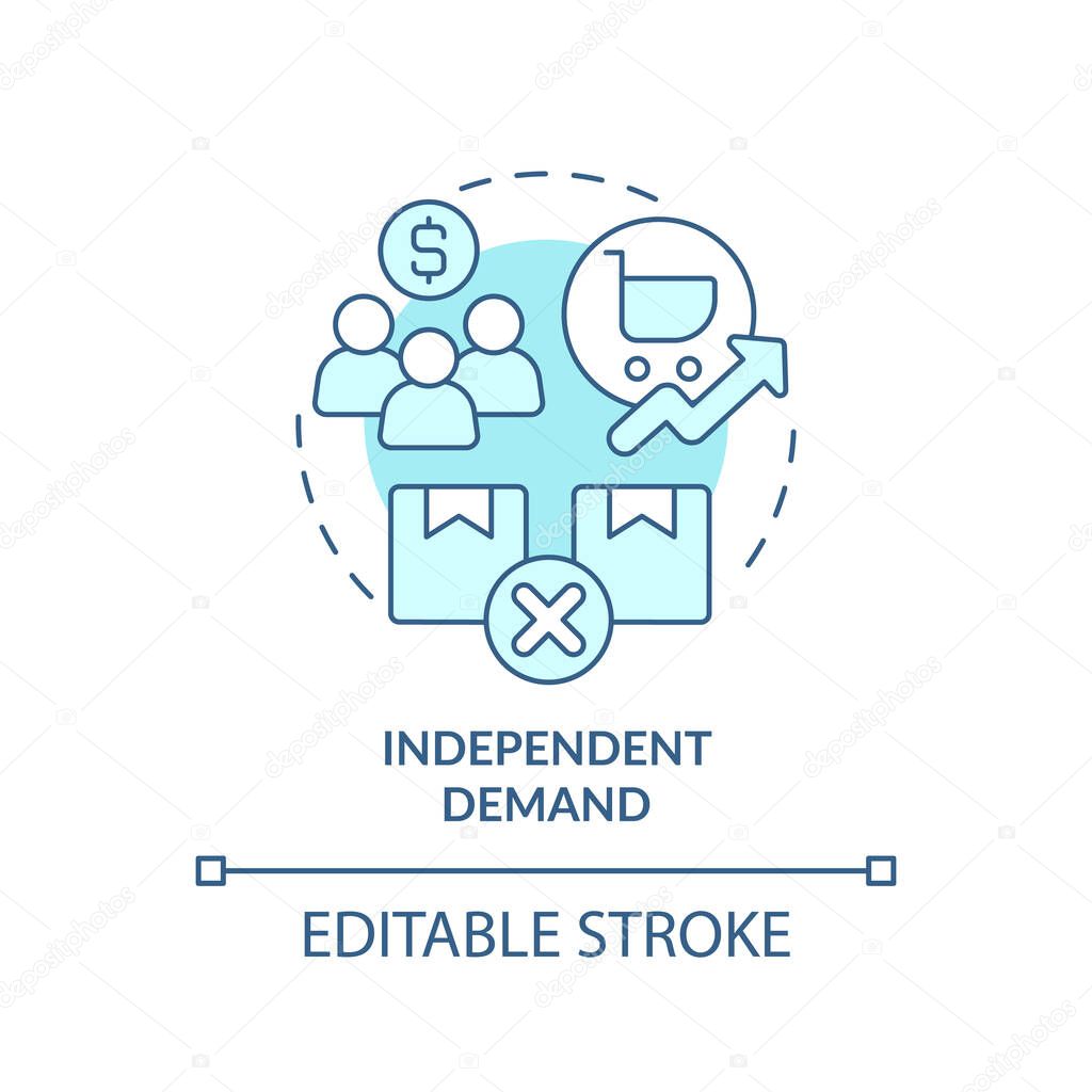 Icono concepto azul suave demanda independiente. Demanda de productos ...