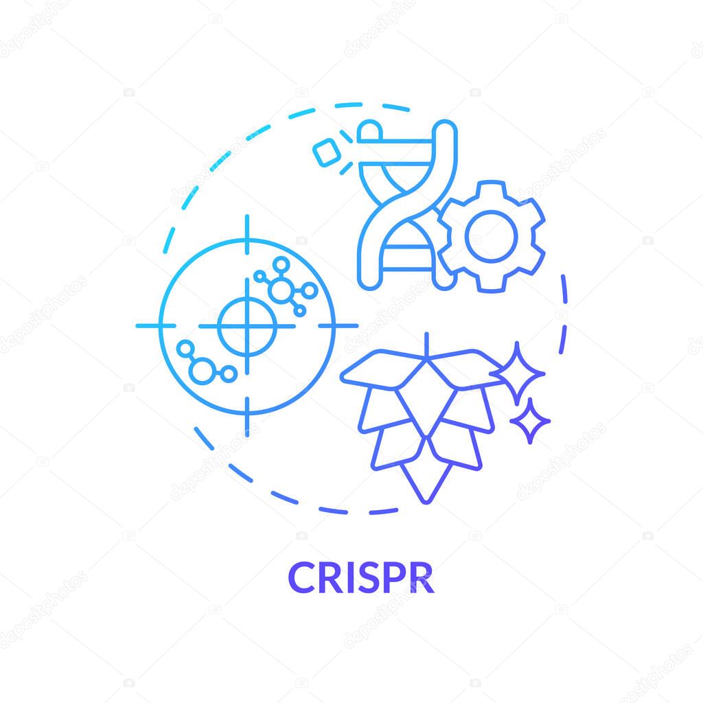 CRISPR icono de concepto de gradiente azul. Recombinación de ADN ...