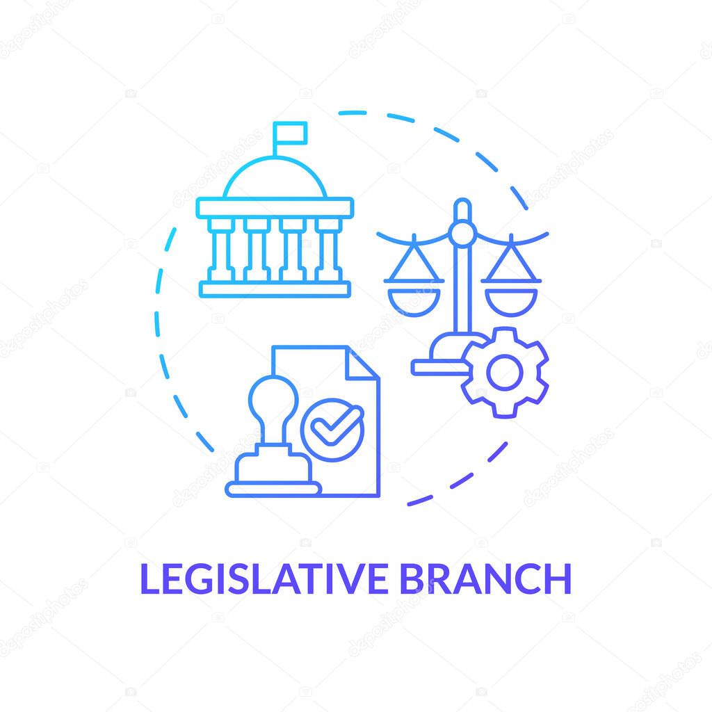 Rama legislativa icono de concepto de gradiente azul. Autoridad ...
