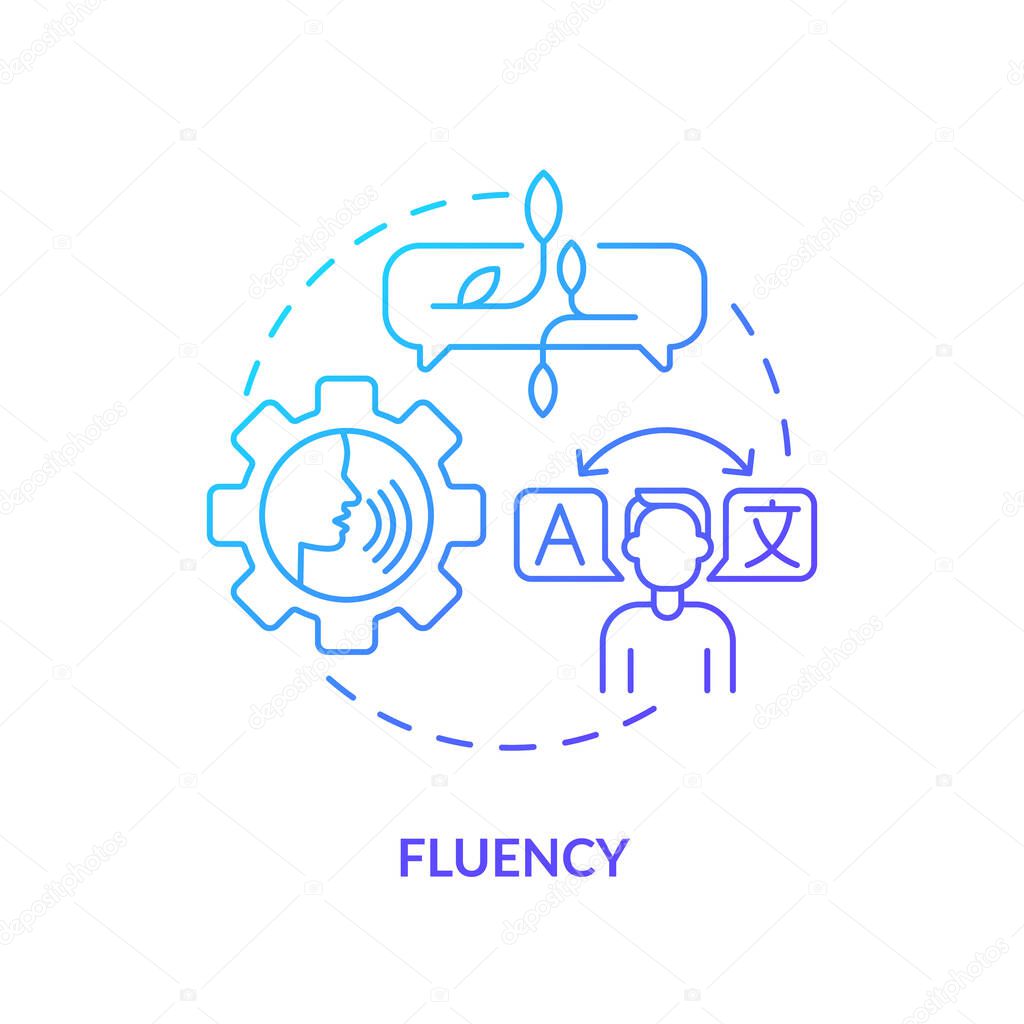 Fluidez, dominio del idioma icono de concepto de gradiente azul ...