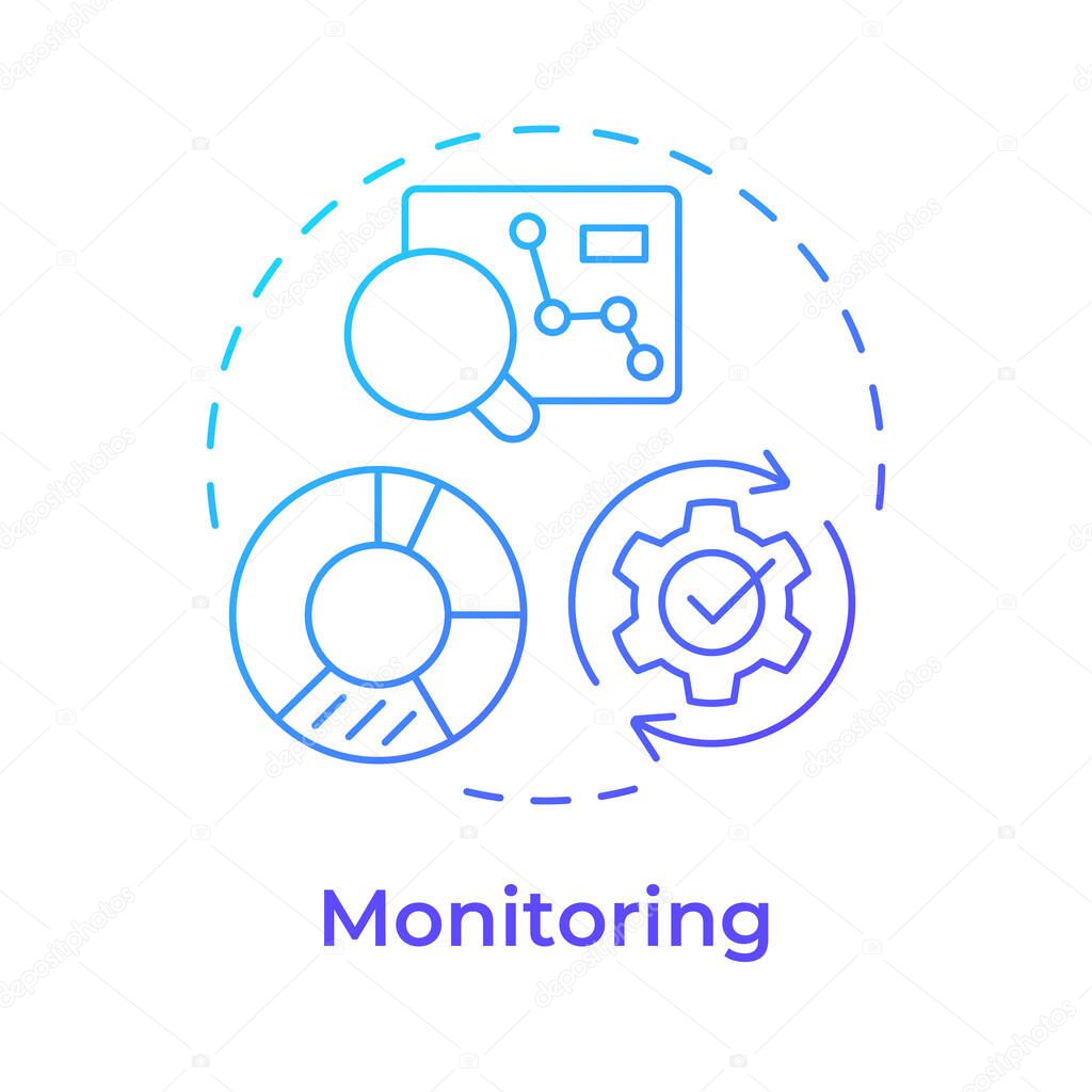 BPM icono de concepto de gradiente azul de monitoreo. Herramientas de ...