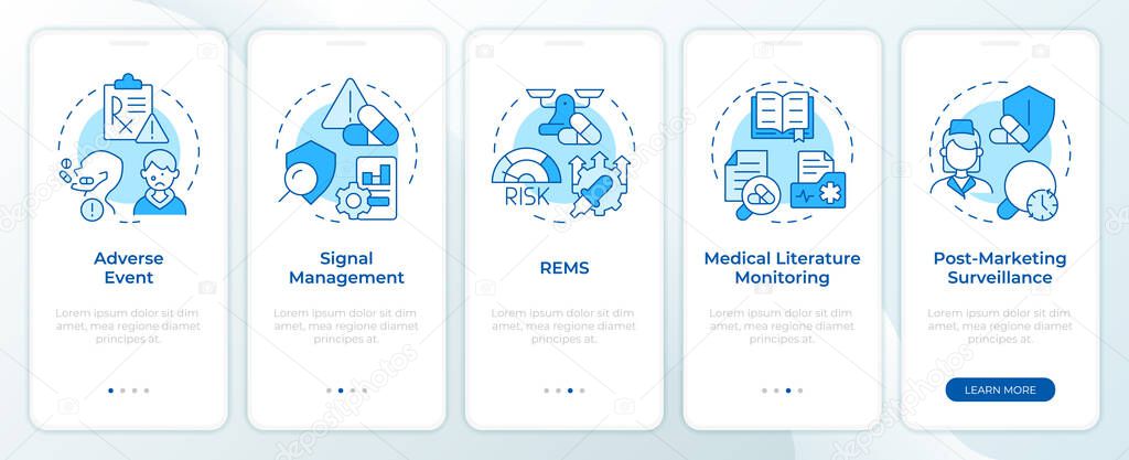 Pantalla azul de la aplicaci n m vil de incorporaci n de farmacovigilancia. Recorrido 5 pasos ...