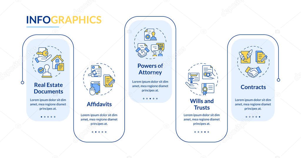 Documento de notarización forma rectángulo vector infográfico ...