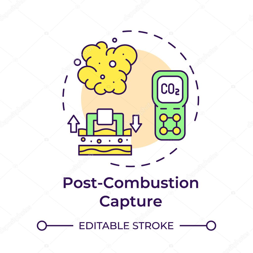 Icono concepto multi-color de captura post-combustión. Gas fósil ...