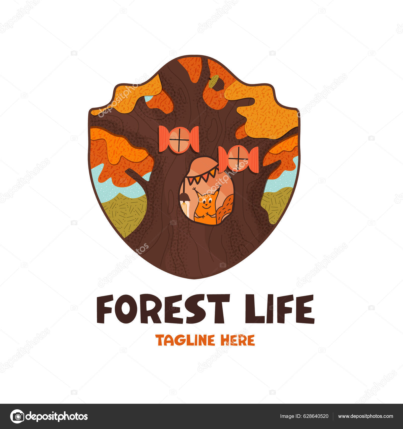 Forest Badge Design Tree Squirrel Quote Forest Life Travel Logo Stock ...