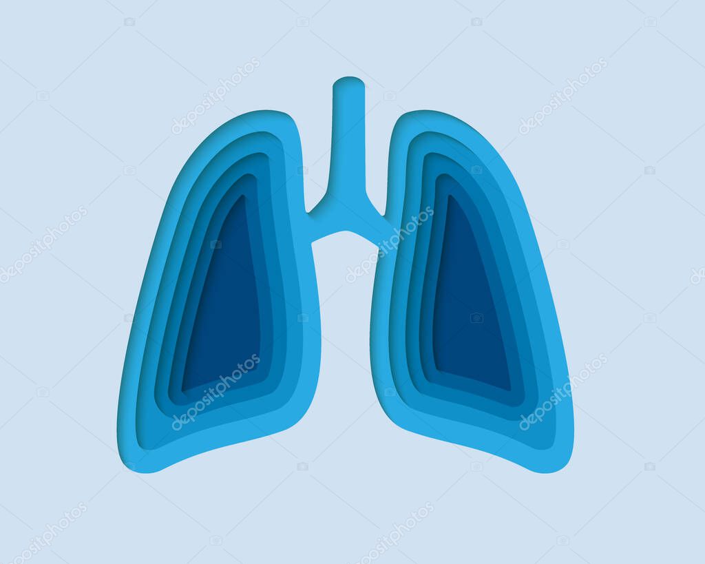 Lungs 3d símbolo en estilo de corte de papel. Sistema respiratorio ...